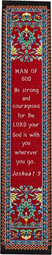 Man of God, Woven Fabric Christian Bookmark, God is with You Silky Soft Joshua 1:9 Flexible Bookmarker for Novels Books and Bibles, Traditional Turkish Woven Design, Memory Verse Gift