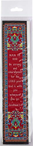 Man of God, Woven Fabric Christian Bookmark, God is with You Silky Soft Joshua 1:9 Flexible Bookmarker for Novels Books and Bibles, Traditional Turkish Woven Design, Memory Verse Gift