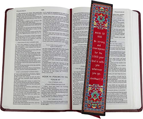 Man of God, Woven Fabric Christian Bookmark, God is with You Silky Soft Joshua 1:9 Flexible Bookmarker for Novels Books and Bibles, Traditional Turkish Woven Design, Memory Verse Gift