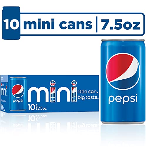 Pepsi Soda, Mini Cans, 7.5 Ounce (Pack of 10)