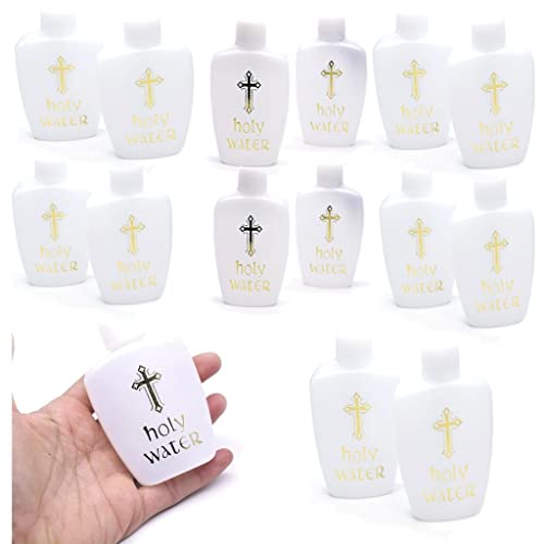 JIDAFANG-US 20Pack Holy Water Container Holy Water Empty Containers with Gold Cross 60ml Holy Water Plastic Bottle for Compact and Portable Catholic Holy Water Bottle (SDSNTGKJY427)