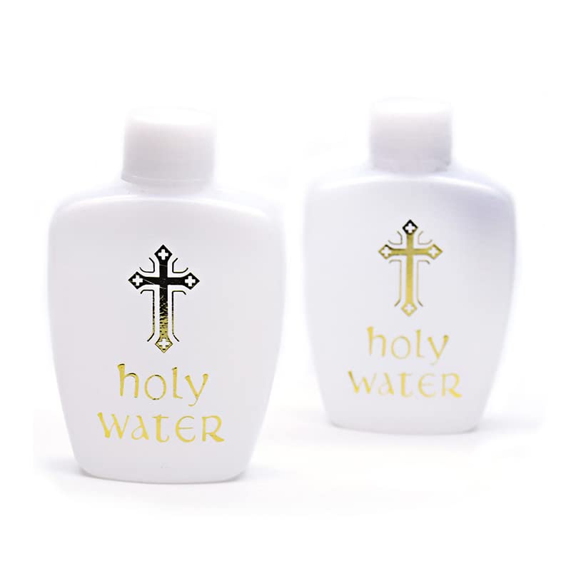 JIDAFANG-US 20Pack Holy Water Container Holy Water Empty Containers with Gold Cross 60ml Holy Water Plastic Bottle for Compact and Portable Catholic Holy Water Bottle (SDSNTGKJY427)