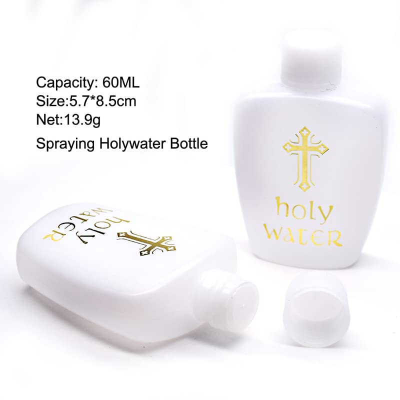 JIDAFANG-US 20Pack Holy Water Container Holy Water Empty Containers with Gold Cross 60ml Holy Water Plastic Bottle for Compact and Portable Catholic Holy Water Bottle (SDSNTGKJY427)