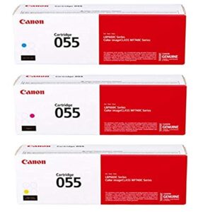 canon genuine 055 cmy color toner cartridge set, 3-pack (crg055cmy)