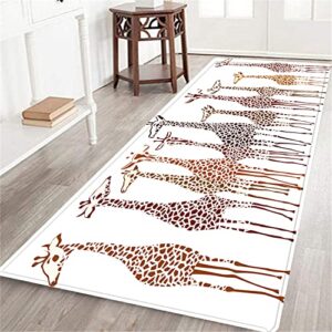 long runner rug,cute giraffe cartoon animal art giraffe family is lined up in an interesting humor scene,non-slip floor carpet hallway doormat entrance door mats washable area kitchen rugs