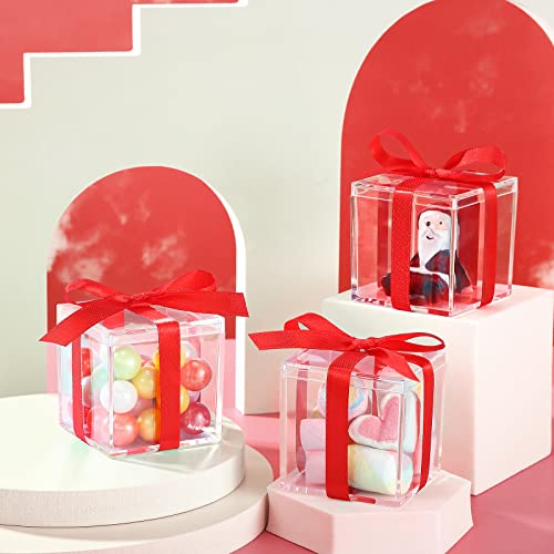 18 Pack Acrylic Boxes Clear Acrylic Cube Small Square Storage Box Acrylic Box with Lid Acrylic Display Box Stackable Small Container Clear Candy Cubes for Candy Jewelry Display (2.2 x 2.2 x 2.2 Inch)