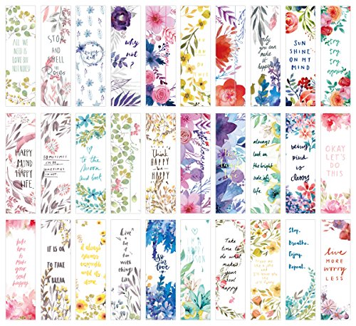 Flower Poetry Theme Colorful Bookmarks, 30 PCS (Flower Poetry)