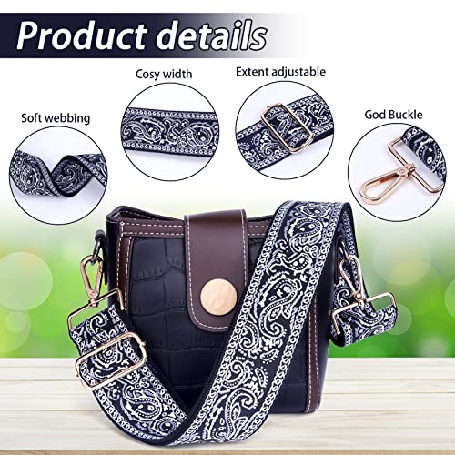 TRAIPAINK Crossbody Purse Strap, 2" Wide Shoulder Strap Adjustable Replacement Bag Strap, Retro Jacquard Embroidery Multi-pattern Crossbody Bag Straps for Handbag, Crossbody Bags, Shoulder Bags