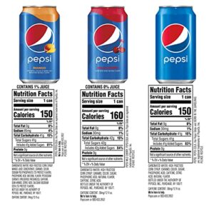 Pepsi Flavors Variety Pack, Wild Cherry, Mango, Original, 12 fl oz. Cans (18 Pack)