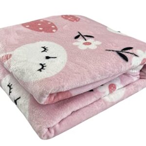 Serafina Home Easter Spring Velvet Fleece Throw Blanket: Spring Bunnies Enjoy Frolicking in The Flowers Fun, Accent for Couch Sofa Chair Bed or Dorm (Spring Bunnies)