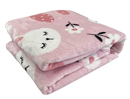 Serafina Home Easter Spring Velvet Fleece Throw Blanket: Spring Bunnies Enjoy Frolicking in The Flowers Fun, Accent for Couch Sofa Chair Bed or Dorm (Spring Bunnies)