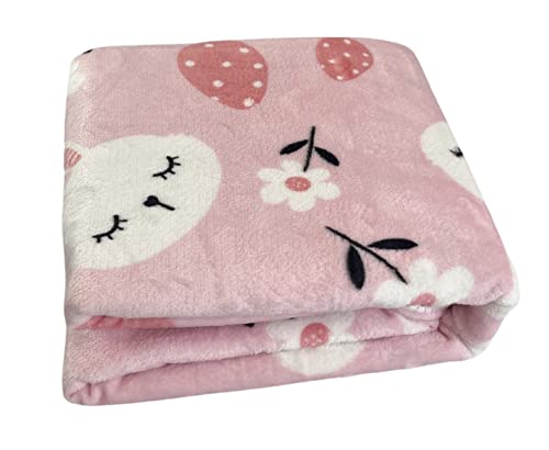 Serafina Home Easter Spring Velvet Fleece Throw Blanket: Spring Bunnies Enjoy Frolicking in The Flowers Fun, Accent for Couch Sofa Chair Bed or Dorm (Spring Bunnies)