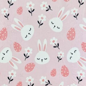 Serafina Home Easter Spring Velvet Fleece Throw Blanket: Spring Bunnies Enjoy Frolicking in The Flowers Fun, Accent for Couch Sofa Chair Bed or Dorm (Spring Bunnies)