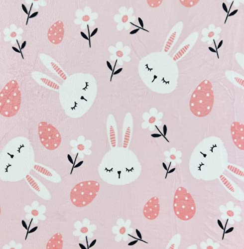 Serafina Home Easter Spring Velvet Fleece Throw Blanket: Spring Bunnies Enjoy Frolicking in The Flowers Fun, Accent for Couch Sofa Chair Bed or Dorm (Spring Bunnies)