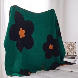 soft fluffy plush flower blanket fuzzy green throw blanket for bed sofa couch, bedroom decor gift blanket for kids teens boys girls women – 71″x51″, green