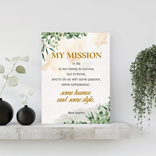 Inspirational Print Positive My Mission in Life is Not Merely Quotes Paintings Canvas Wall Art Poster Artwork Ready to Hang Modern Home Office Decor