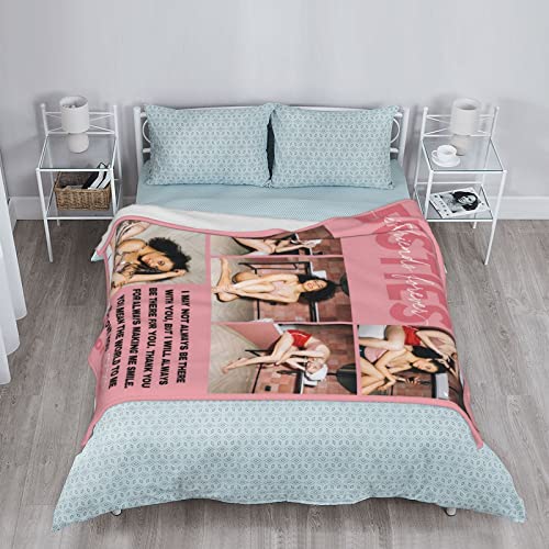 Dipopizt Personalized Best Friend Blanket with Photos, Best Friend Birthday Gifts for Women, Long Distance Friendship Gifts for Besties, Female, Soul Sister, Teen Girls, BFF, Funny Present for Sister