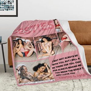 Dipopizt Personalized Best Friend Blanket with Photos, Best Friend Birthday Gifts for Women, Long Distance Friendship Gifts for Besties, Female, Soul Sister, Teen Girls, BFF, Funny Present for Sister