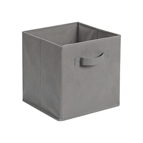 Amazon Basics Collapsible Fabric Storage Cubes Organizer with Handles, 13"x13"x13", Grey - Pack of 6