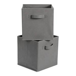 Amazon Basics Collapsible Fabric Storage Cubes Organizer with Handles, 13"x13"x13", Grey - Pack of 6