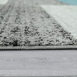 Paco Home Designer Area Rug Modern Checked Pattern Mottled in Light Blue Grey White, Size: 2' x 3'3"