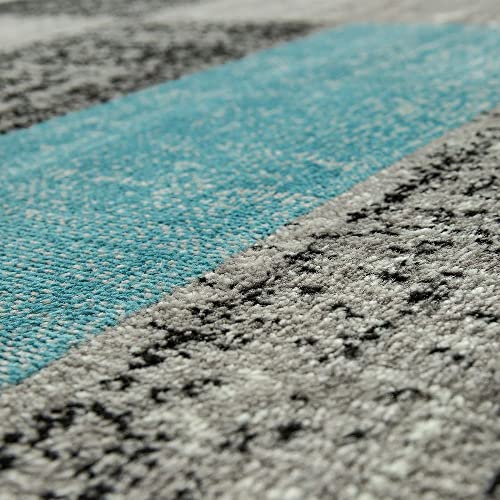 Paco Home Designer Area Rug Modern Checked Pattern Mottled in Light Blue Grey White, Size: 2' x 3'3"