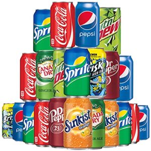 murai – (pack of 22) soda variety pack | 8 multi flavors soft drink bundle | assortments of cola, pepsi, sprite, mountain dew, dr. pepper, sunkist, canada dry ginger ale, brisk iced tea | the beverage care package