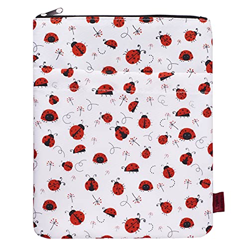 Book Sleeve Ladybug Book Protector , Book Covers for Paperbacks, Washable Fabric, Book Sleeves with Zipper, Medium 11 Inch X 8.7 Inch Book Lover Gifts