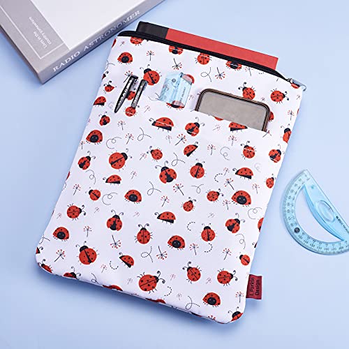 Book Sleeve Ladybug Book Protector , Book Covers for Paperbacks, Washable Fabric, Book Sleeves with Zipper, Medium 11 Inch X 8.7 Inch Book Lover Gifts