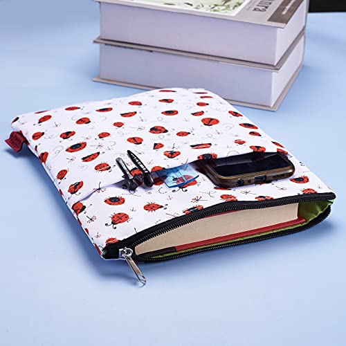 Book Sleeve Ladybug Book Protector , Book Covers for Paperbacks, Washable Fabric, Book Sleeves with Zipper, Medium 11 Inch X 8.7 Inch Book Lover Gifts