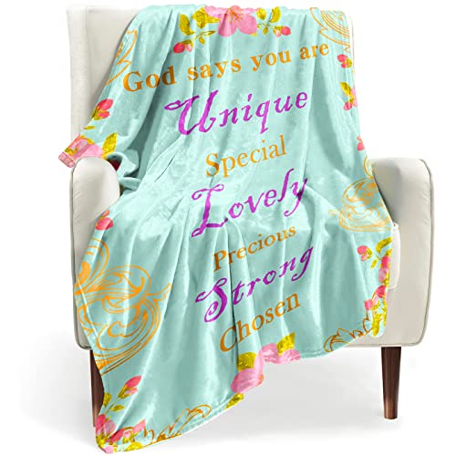 Simplive Christian Gifts for Women Religious Gifts 60x80 inch Throw Blanket with Inspirational Thoughts and Prayers-Religious Throw Blanket Catholic Gifts Birthday Gifts Spiritual Gifts for Women