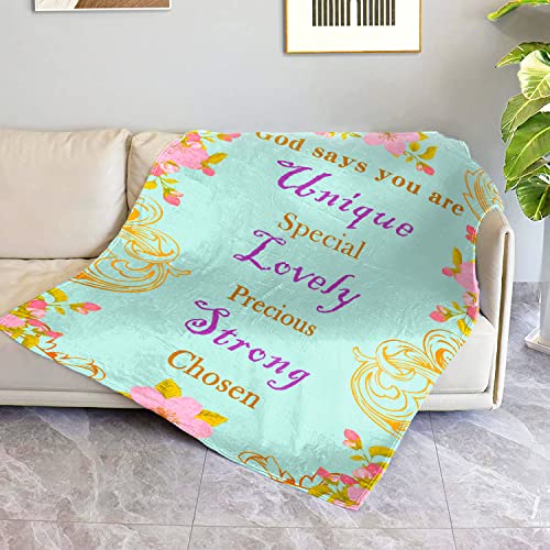 Simplive Christian Gifts for Women Religious Gifts 60x80 inch Throw Blanket with Inspirational Thoughts and Prayers-Religious Throw Blanket Catholic Gifts Birthday Gifts Spiritual Gifts for Women