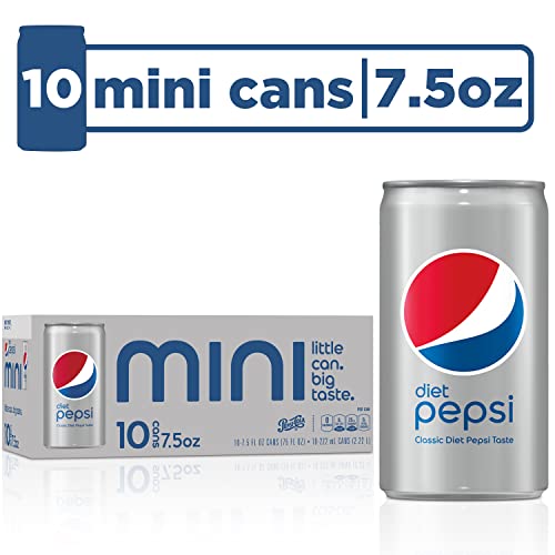 Diet Pepsi Soda, 7.5 Ounce Mini Cans, 10 Pack