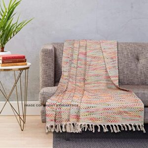 COTTON QUILT Indian Hand Loomed Mud Cloth Blanket Handmade Throws and Blankets Ethnic Cotton Textile, Indian Cotton Throw