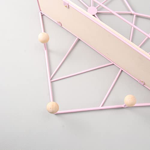 Alipis Floating Shelves Heart Hanging Shelf Wall Decor Metal Wall Art Grid Photo Panel Hanging Display Frames Key Hooks for Room Office Wall Decoration Pink