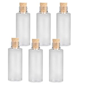 Clear Plastic Sand Art Bottles with Cork Stoppers, 2 Oz Cork Bottle, Plastic Jars with Cork, Mini Vial Potion Bottles for DIY Arts & Crafts, Party Favors, Wish & Message in a Bottle (6-Pack)