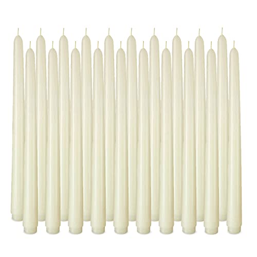 Arosky 20 Pack Ivory Taper Candles, 7-8 Hours Burn Time, Unscented, Smokeless and Dripless, 4/5 x 10 Inch Dinner Candle Set for Household, Wedding, Party and Home Décor Candlesticks