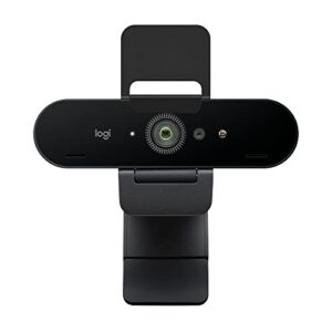 logitech brio 4k webcam, ultra 4k hd video calling, noise-canceling mic, hd auto light correction, wide field of view, works with microsoft teams, zoom, google voice, pc/mac/laptop/macbook/tablet