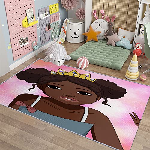 Tveinard Black Girl Magic Carpets for Girls Kids Polyester Fiber Non-Slip Floor Rug Sofa Floor Mat for Living Room Birthday Gift for Black Women Girls