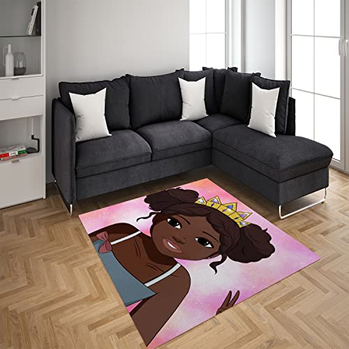 Tveinard Black Girl Magic Carpets for Girls Kids Polyester Fiber Non-Slip Floor Rug Sofa Floor Mat for Living Room Birthday Gift for Black Women Girls