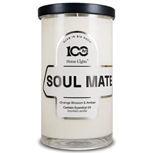 100hrs highly scented candle 3.14×6, 18.5oz – longest burning time wax, smokeless cotton wick, pleasant relaxing romantic scents, popular gift for home, women, men – soul mate