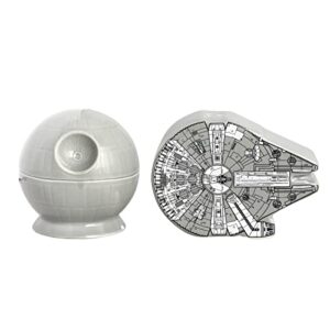 star wars movie series death star millennium falcon salt & pepper shakers