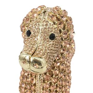 Novelty Design Poodle Puppy Dog Women Crystal Cluch Evening Bags Party Dinner Handbags