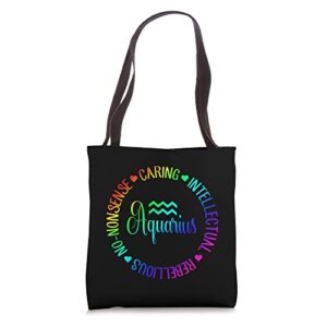 rainbow circle personality aquarius zodiac tote bag