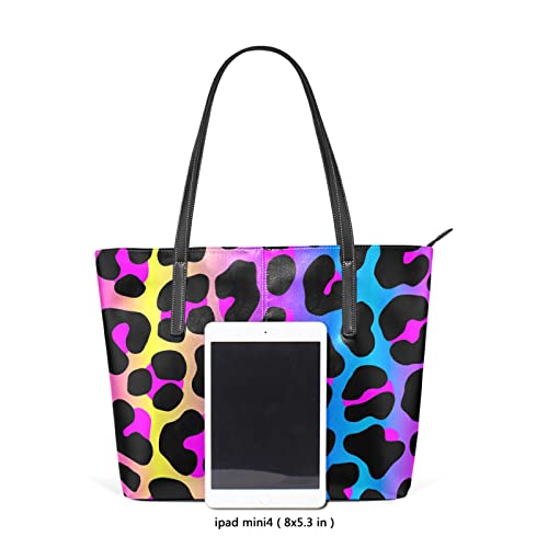 Leopard Cheetah Blue Yellow Handbags Shoulder Bags Leather Crossbody Handbag for Women Tote Satchel