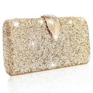 yokawe women’s glitter evening bag bling clutch purses crossbody bags wedding party prom cocktail handbags (gold)