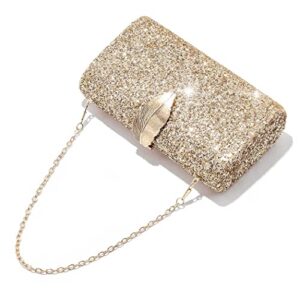 Yokawe Women's Glitter Evening Bag Bling Clutch Purses Crossbody Bags Wedding Party Prom Cocktail Handbags (Gold)