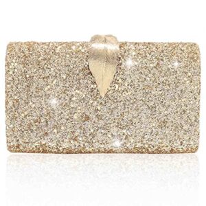 Yokawe Women's Glitter Evening Bag Bling Clutch Purses Crossbody Bags Wedding Party Prom Cocktail Handbags (Gold)