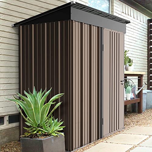 LEMBERI 5x3 FT Outdoor Storage Shed,Tool Garden Metal Sheds with Lockable Door,Outside Waterproof Galvanized Steel Storage House for Backyard Garden, Patio, Lawn