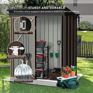 LEMBERI 5x3 FT Outdoor Storage Shed,Tool Garden Metal Sheds with Lockable Door,Outside Waterproof Galvanized Steel Storage House for Backyard Garden, Patio, Lawn